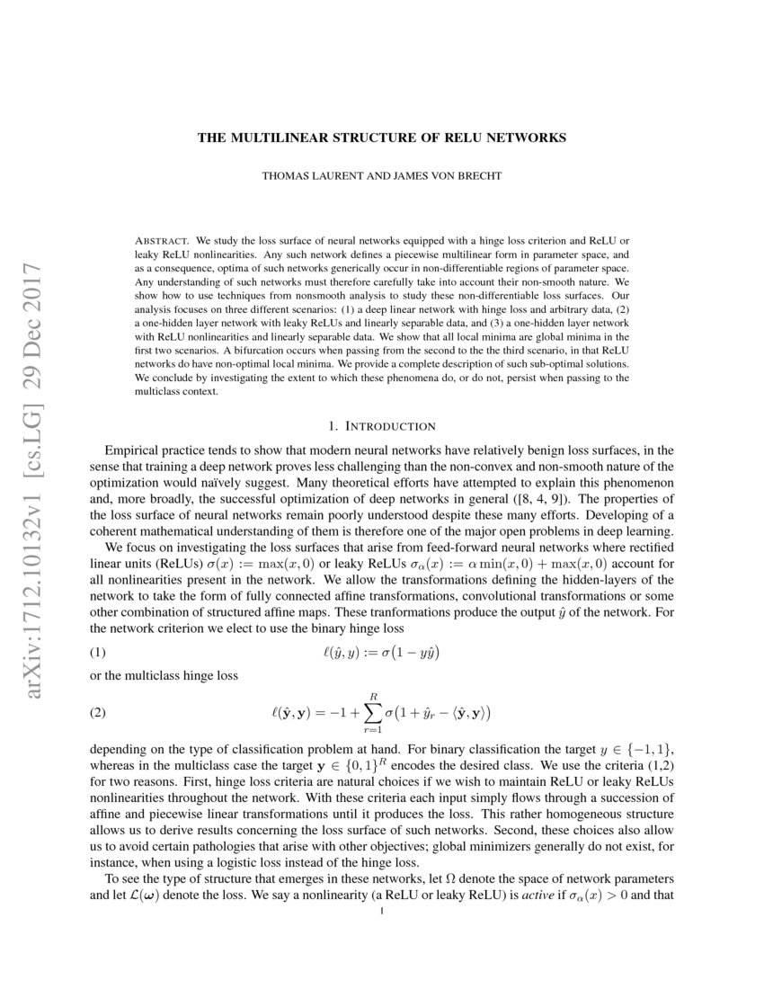 The Multilinear Structure of ReLU Networks | DeepAI