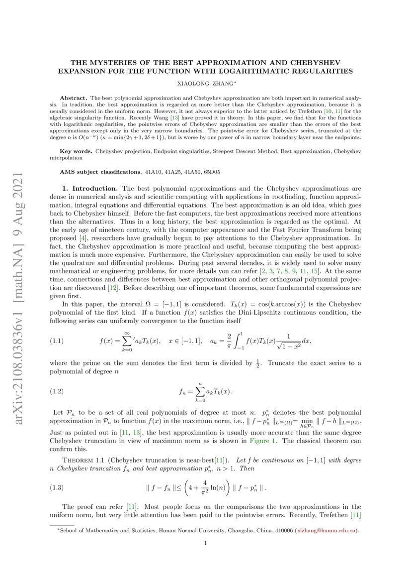 The mysteries of the best approximation and Chebyshev expansion for the function with ...