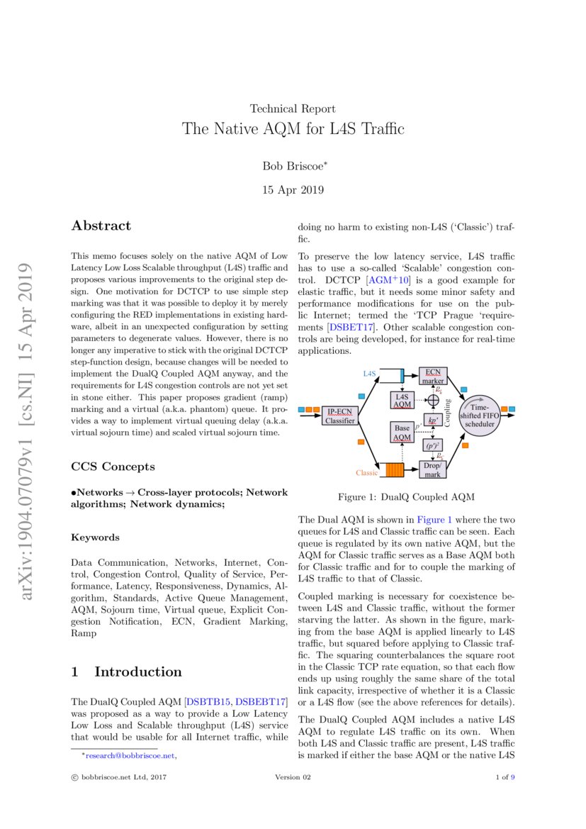 The Native AQM for L4S Traffic | DeepAI