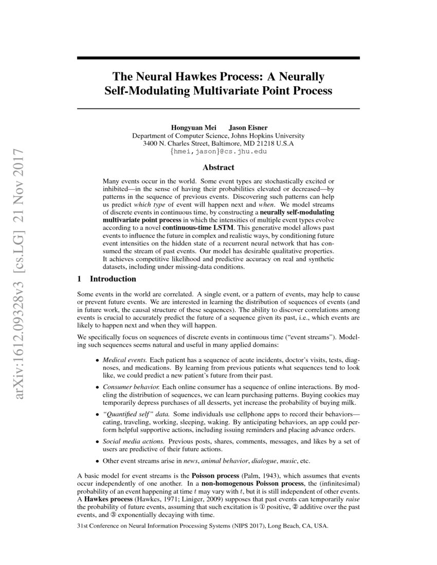 The Neural Hawkes Process: A Neurally Self-Modulating Multivariate ...