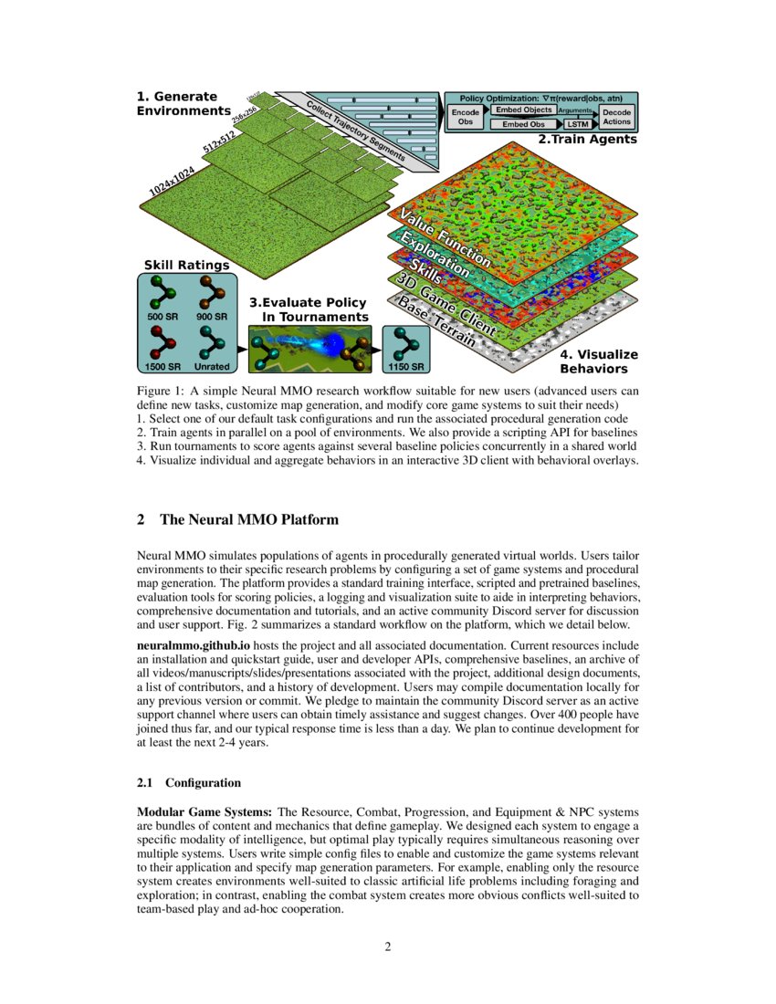 The Neural MMO Platform for Massively Multiagent Research | DeepAI