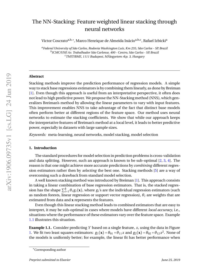 The Nn Stacking Feature Weighted Linear Stacking Through Neural