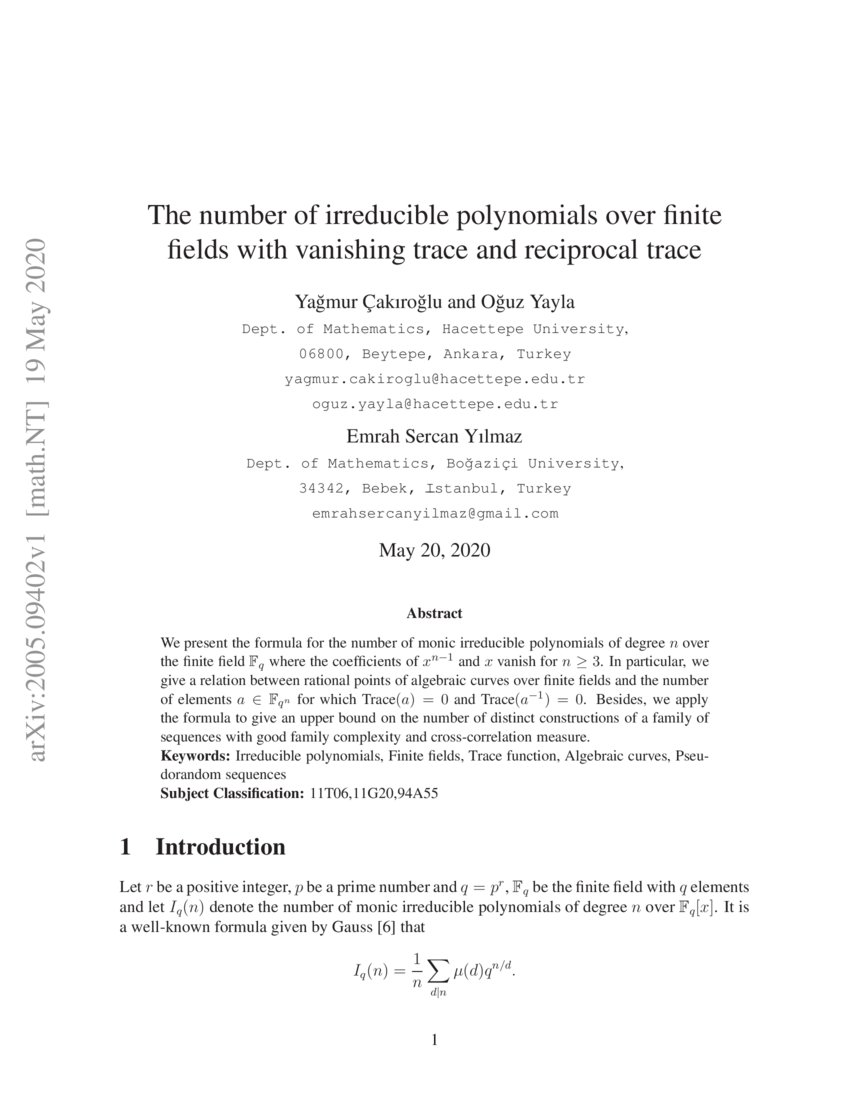 The Number Of Irreducible Polynomials Over Finite Fields With Vanishing Trace And Reciprocal