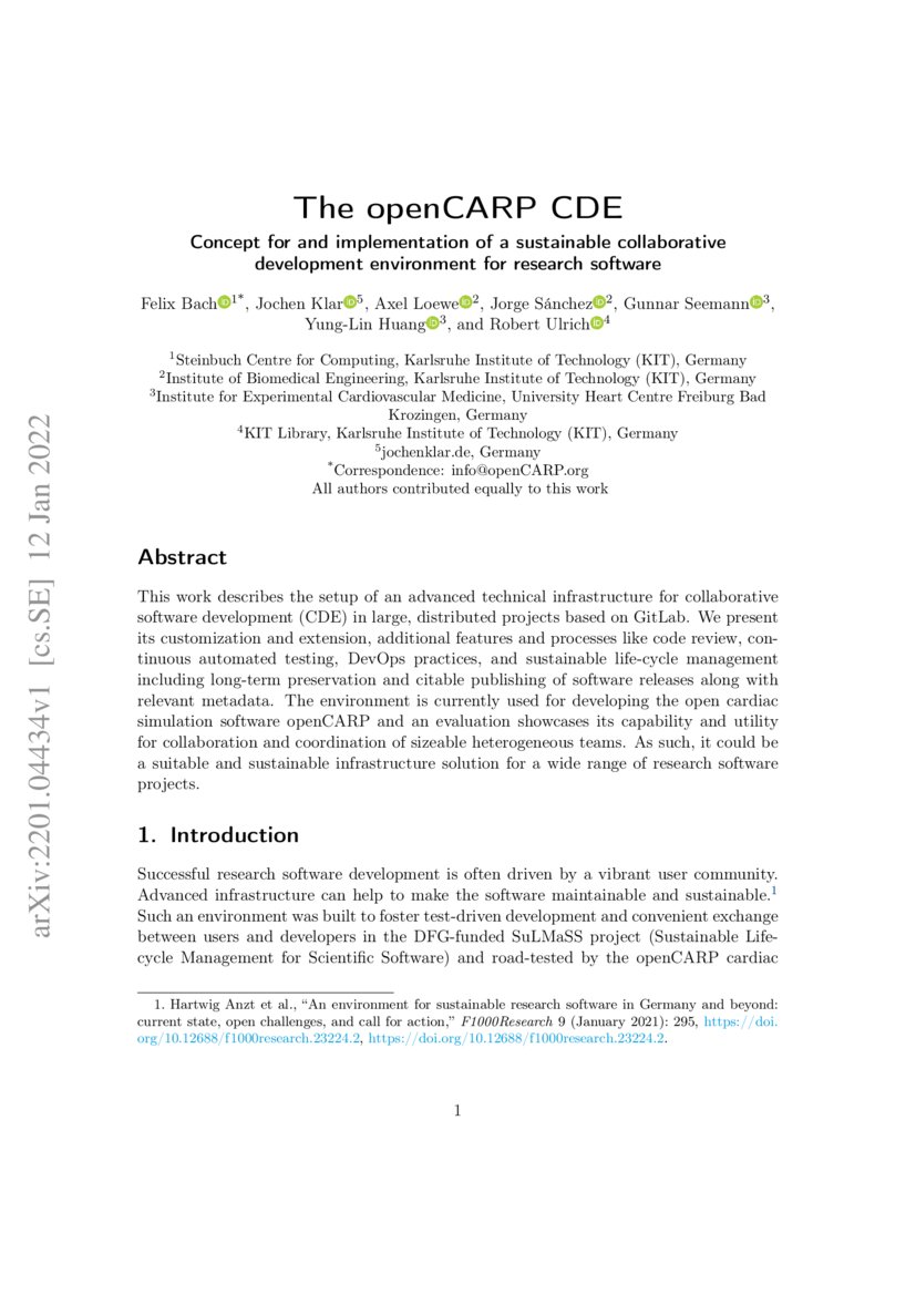 The openCARP CDE – Concept for and implementation of a sustainable ...