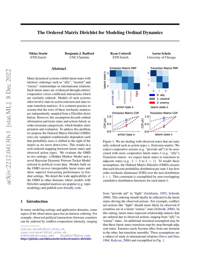 The Ordered Matrix Dirichlet for Modeling Ordinal Dynamics | DeepAI