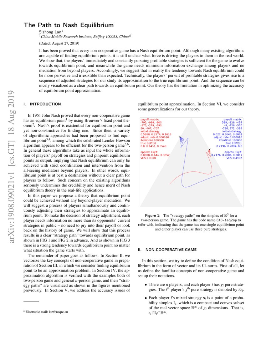 The Path to Nash Equilibrium | DeepAI
