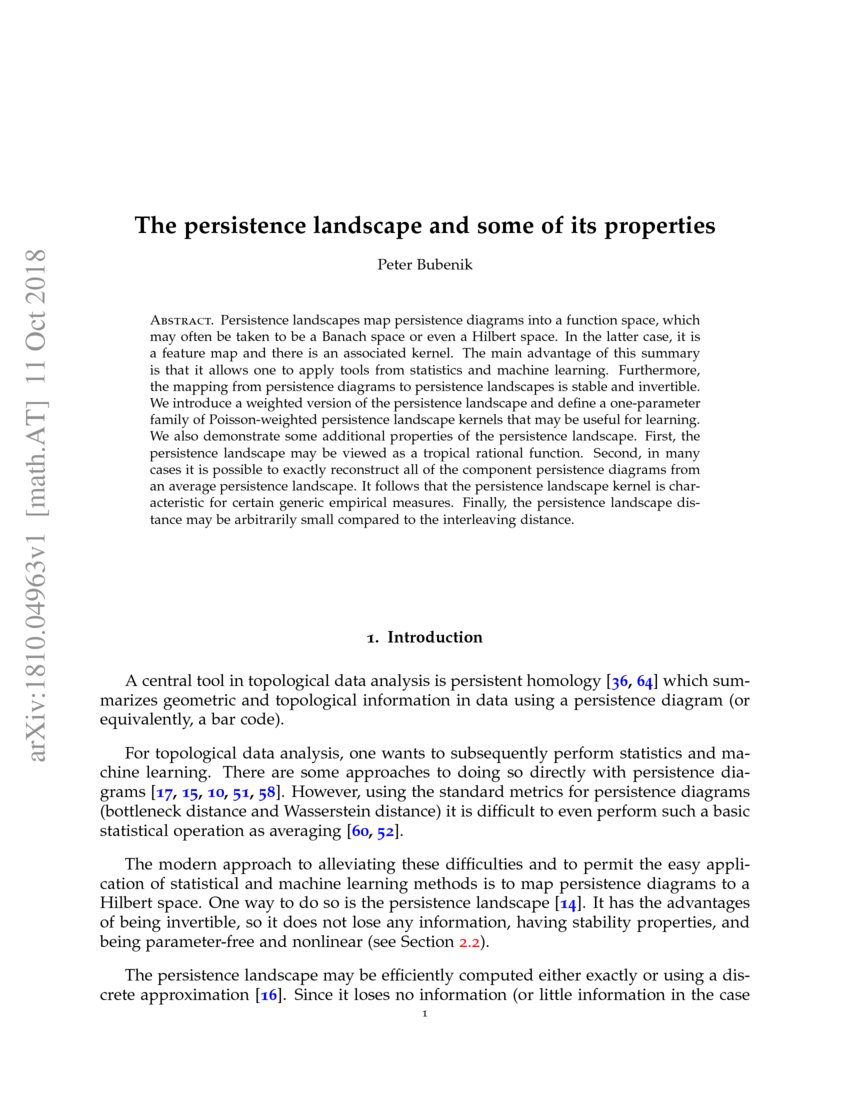 The persistence landscape and some of its properties | DeepAI