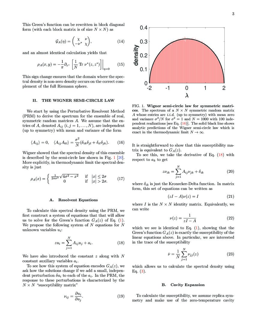 The Perturbative Resolvent Method Spectral Densities Of Random Matrix Ensembles Via