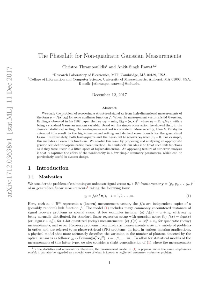 The PhaseLift for Non-quadratic Gaussian Measurements | DeepAI