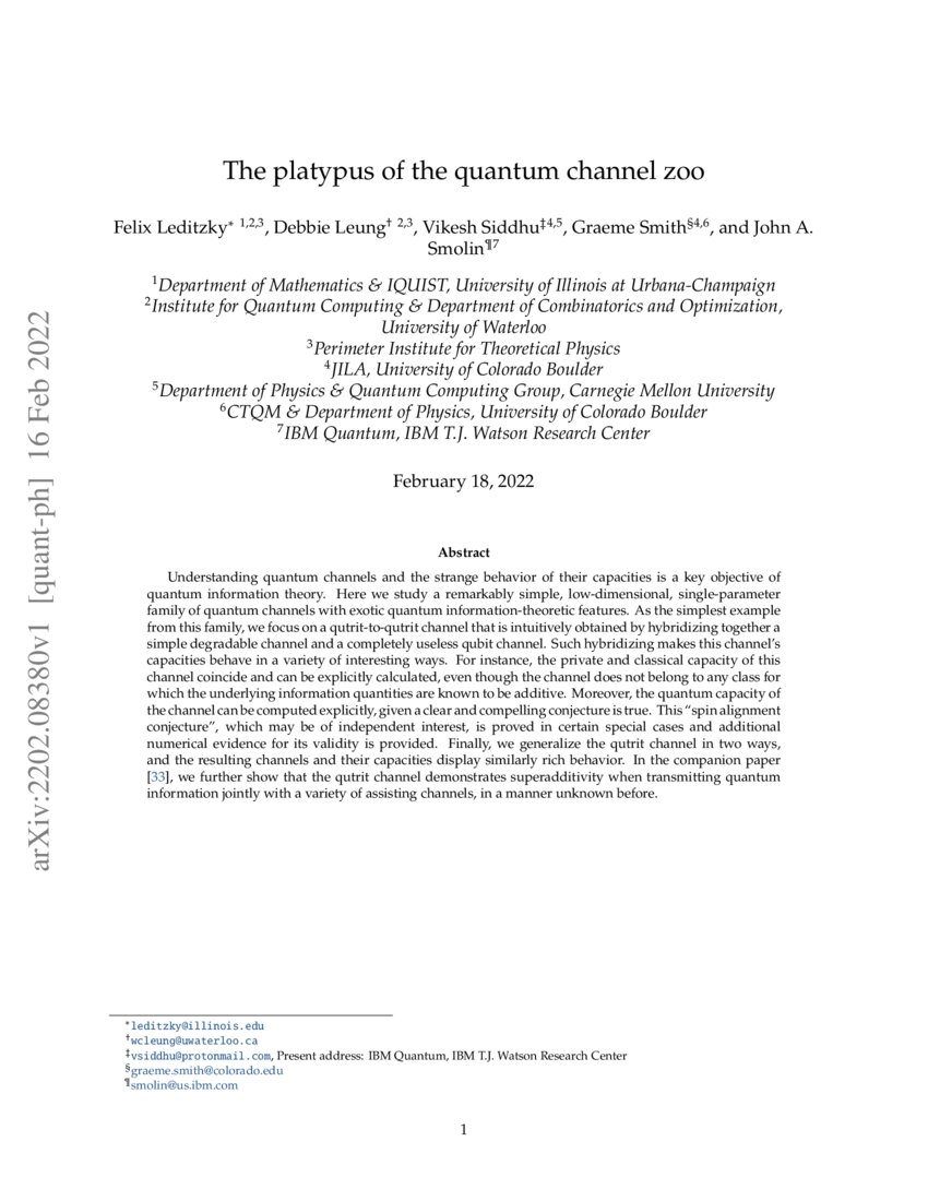 The platypus of the quantum channel zoo | DeepAI