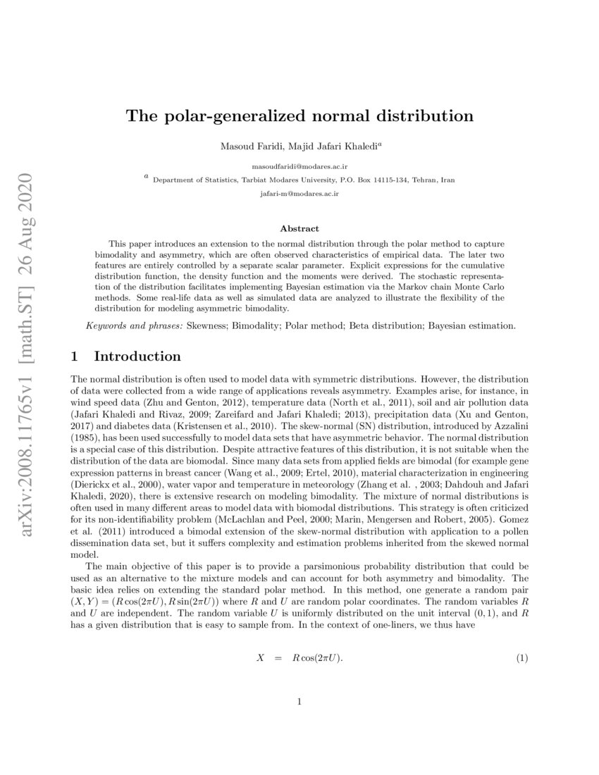 The polar-generalized normal distribution | DeepAI