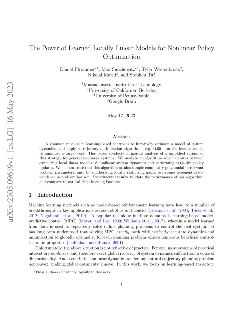 The Power of Learned Locally Linear Models for Nonlinear Policy ...