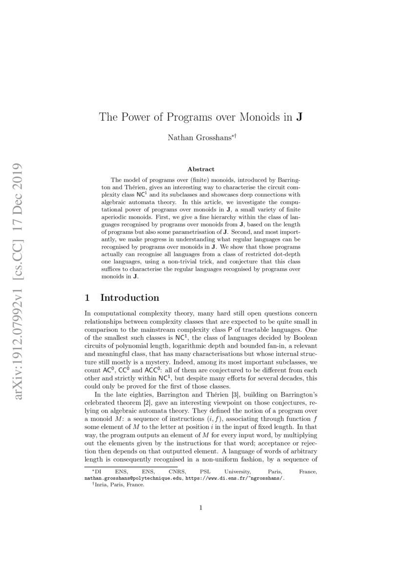 The Power of Programs over Monoids in J | DeepAI