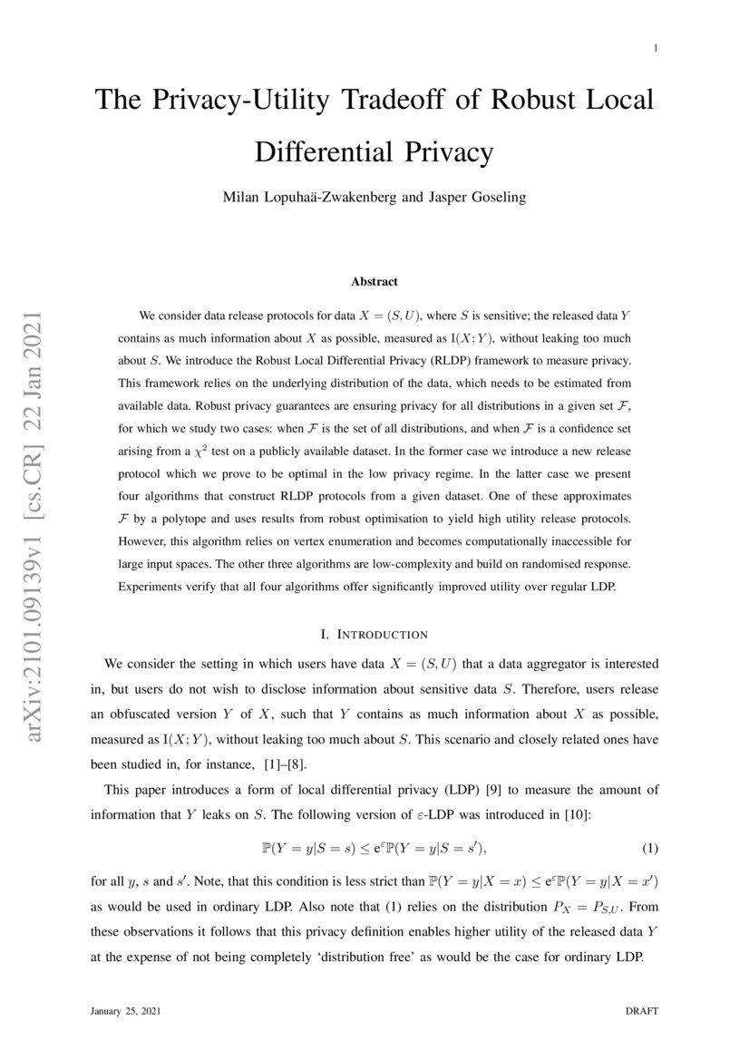 The Privacy Utility Tradeoff Of Robust Local Differential Privacy Deepai