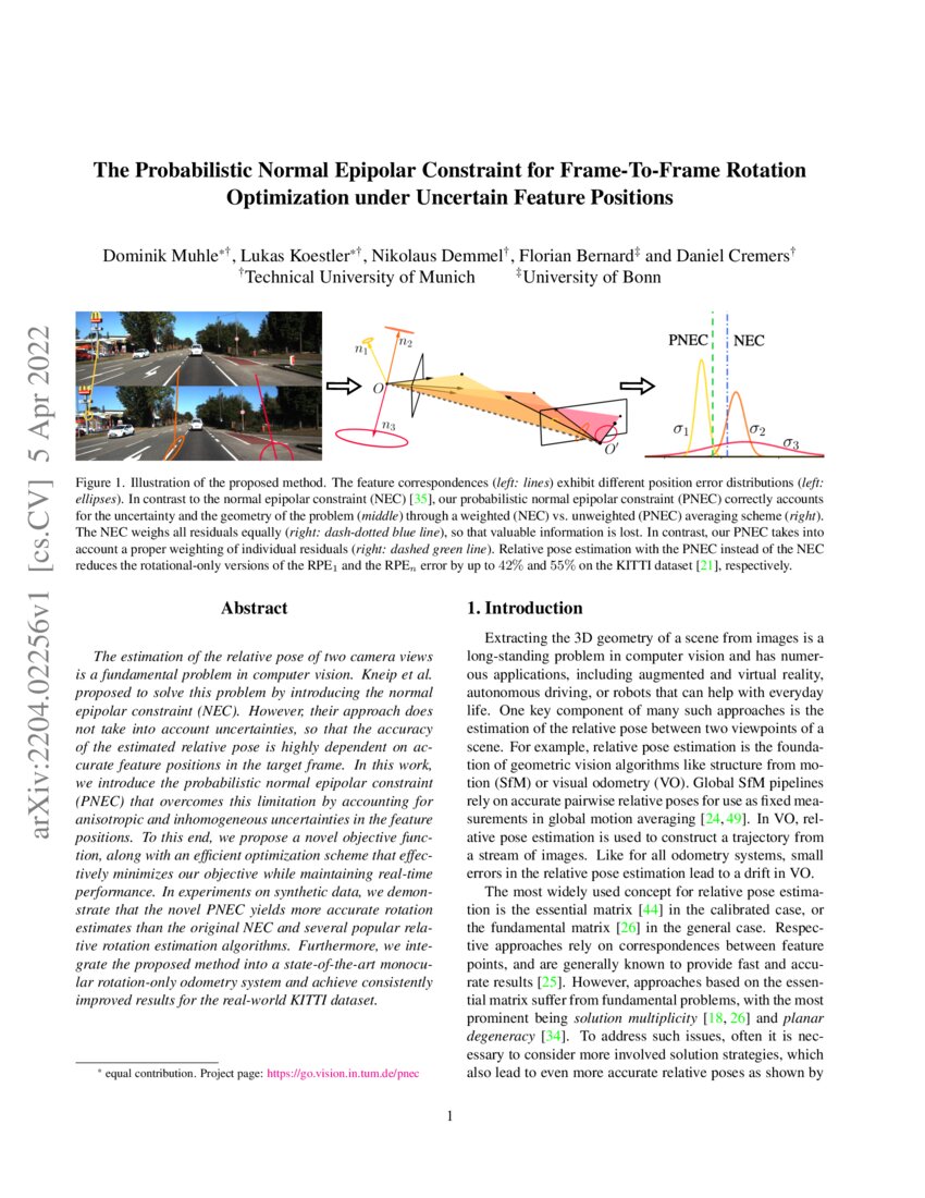 The Probabilistic Normal Epipolar Constraint for Frame-To-Frame Rotation Optimization under ...