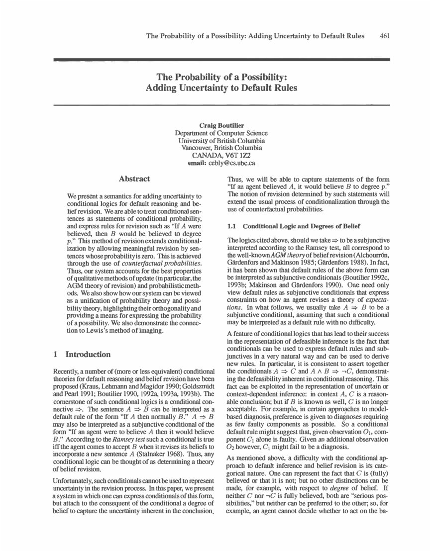 The Probability of a Possibility: Adding Uncertainty to Default Rules ...