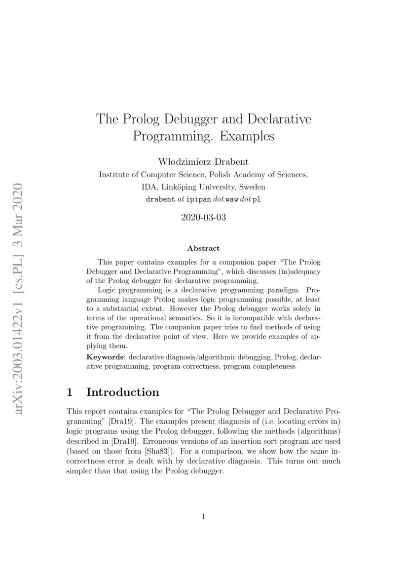 The Prolog Debugger And Declarative Programming Examples Deepai