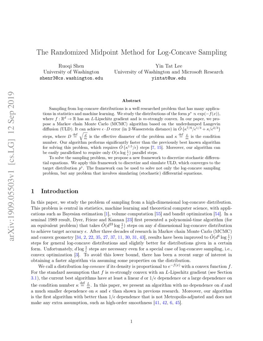 The Randomized Midpoint Method for Log-Concave Sampling | DeepAI