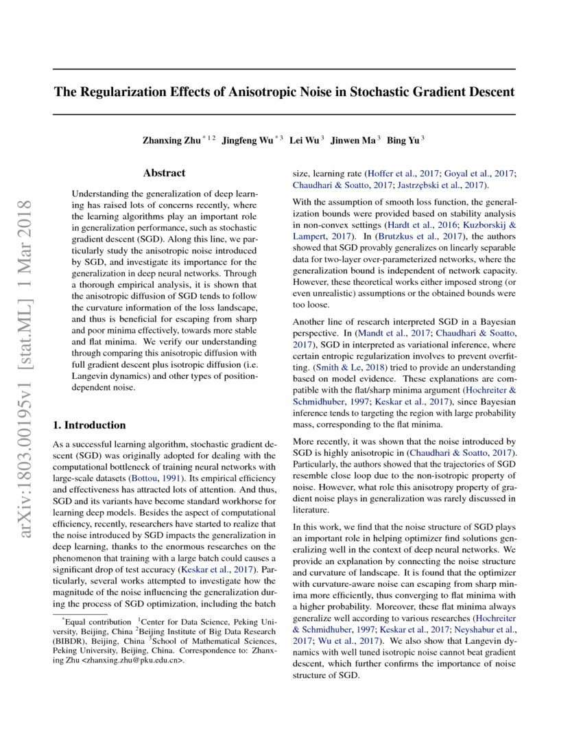 The Regularization Effects of Anisotropic Noise in Stochastic Gradient Descent | DeepAI