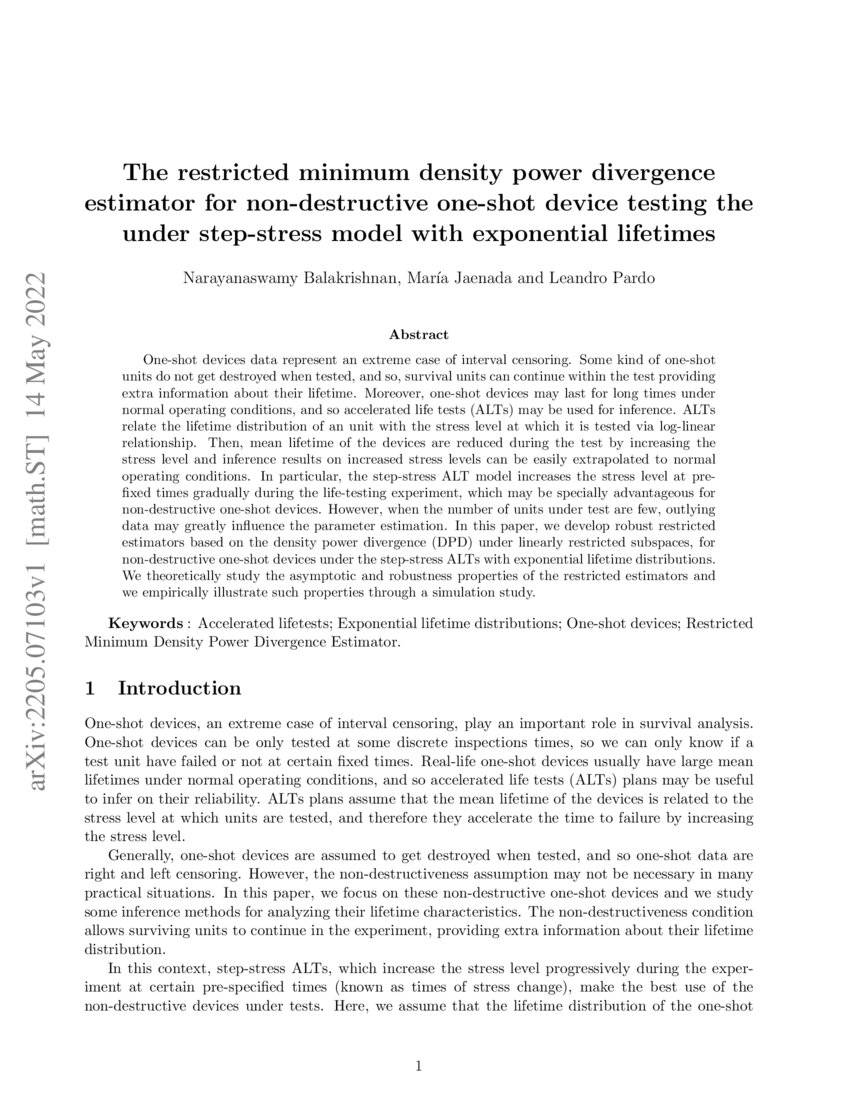 The Restricted Minimum Density Power Divergence Estimator For Non Destructive One Shot Device 