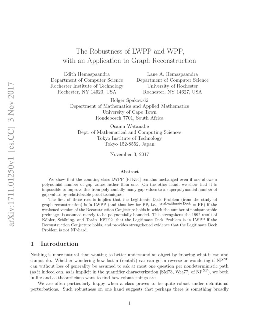 The Robustness of LWPP and WPP, with an Application to Graph ...