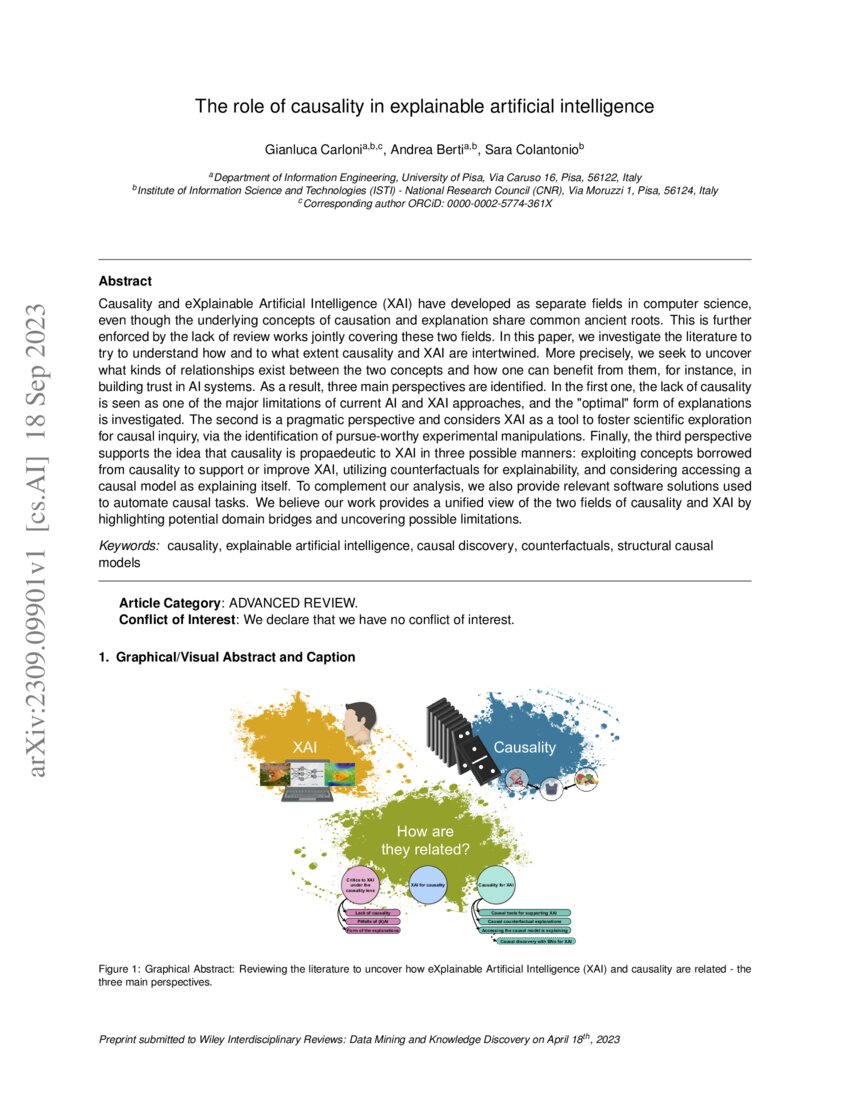 The Role Of Causality In Explainable Artificial Intelligence Deepai