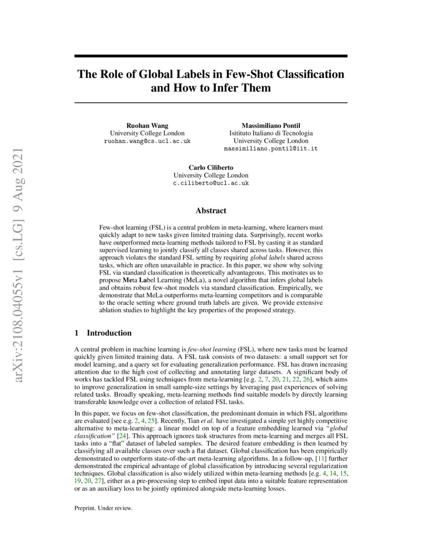 The Role of Global Labels in Few-Shot Classification and How to Infer ...