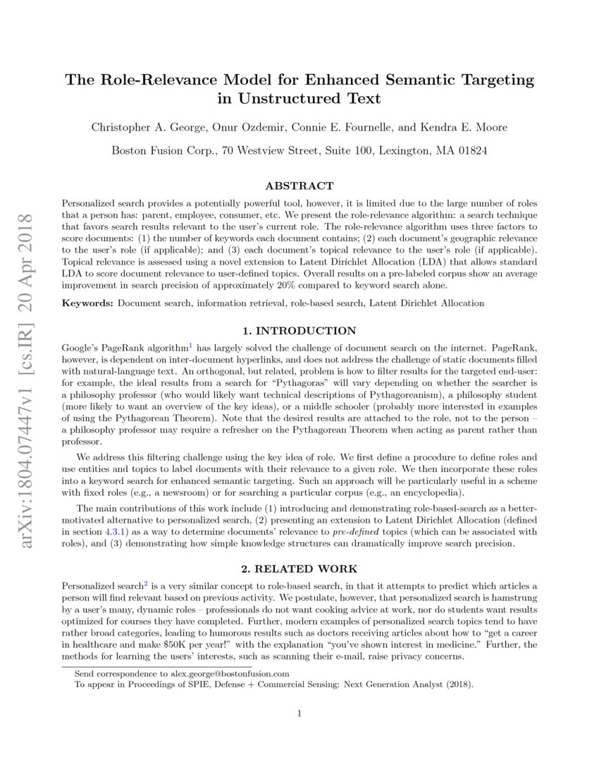 The Role-Relevance Model for Enhanced Semantic Targeting in ...