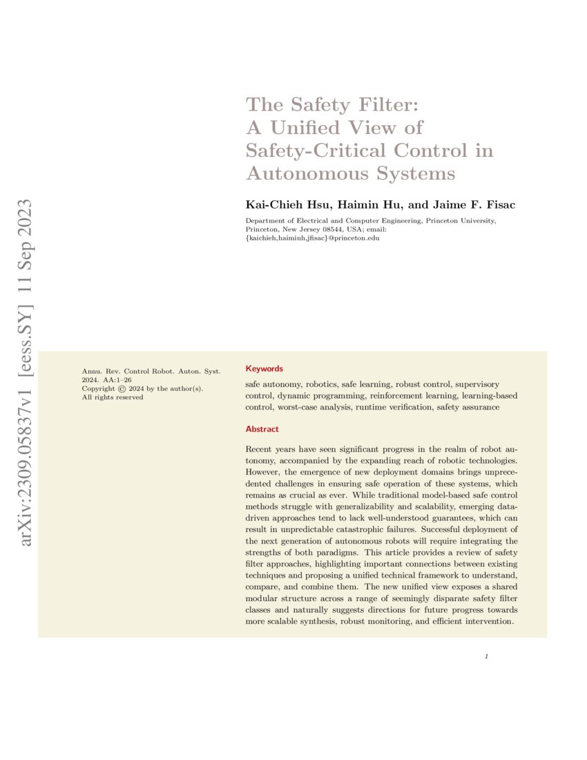 The Safety Filter: A Unified View of Safety-Critical Control in ...