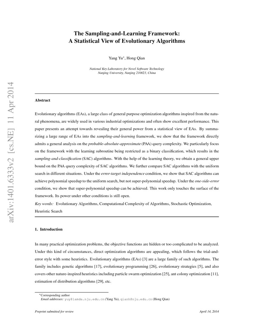 The Sampling-and-Learning Framework: A Statistical View of Evolutionary Algorithms | DeepAI