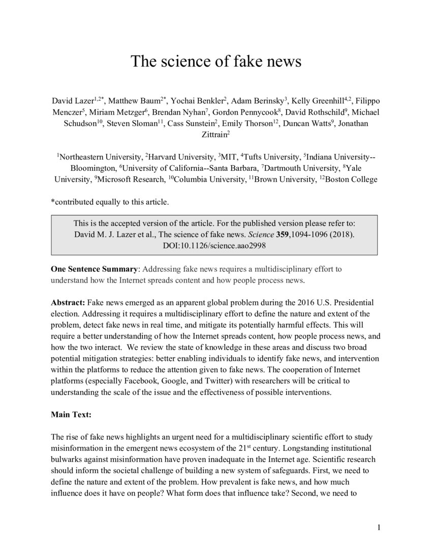 The science of fake news | DeepAI