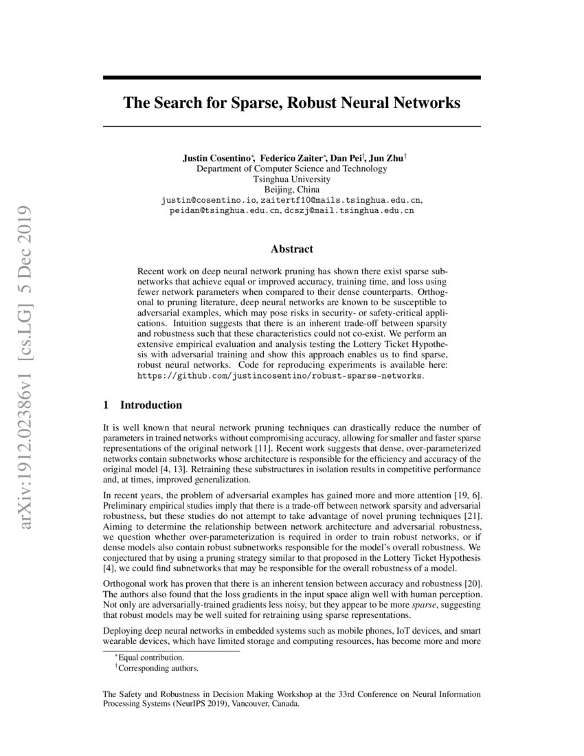 The Search for Sparse, Robust Neural Networks | DeepAI