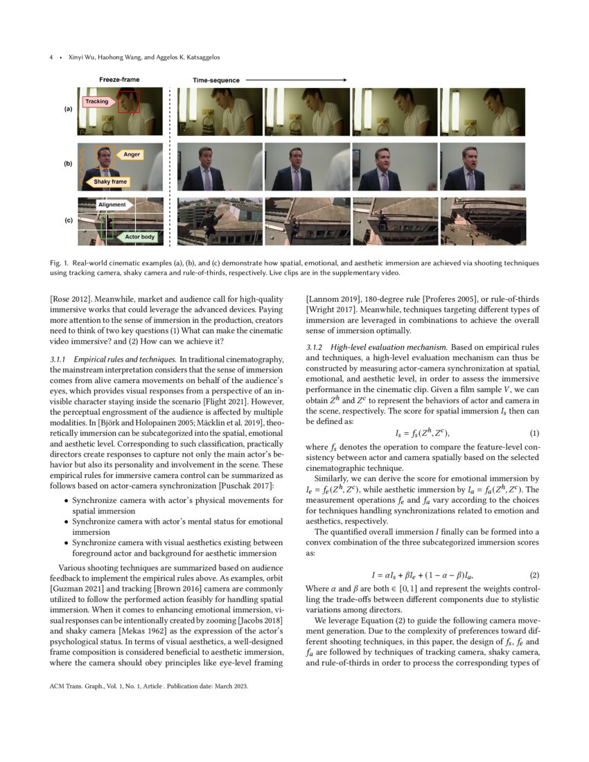 The secret of immersion: actor driven camera movement generation for ...