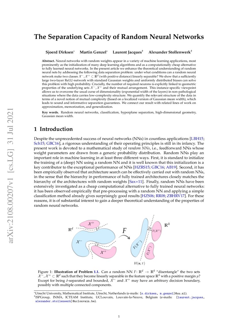The Separation Capacity of Random Neural Networks | DeepAI