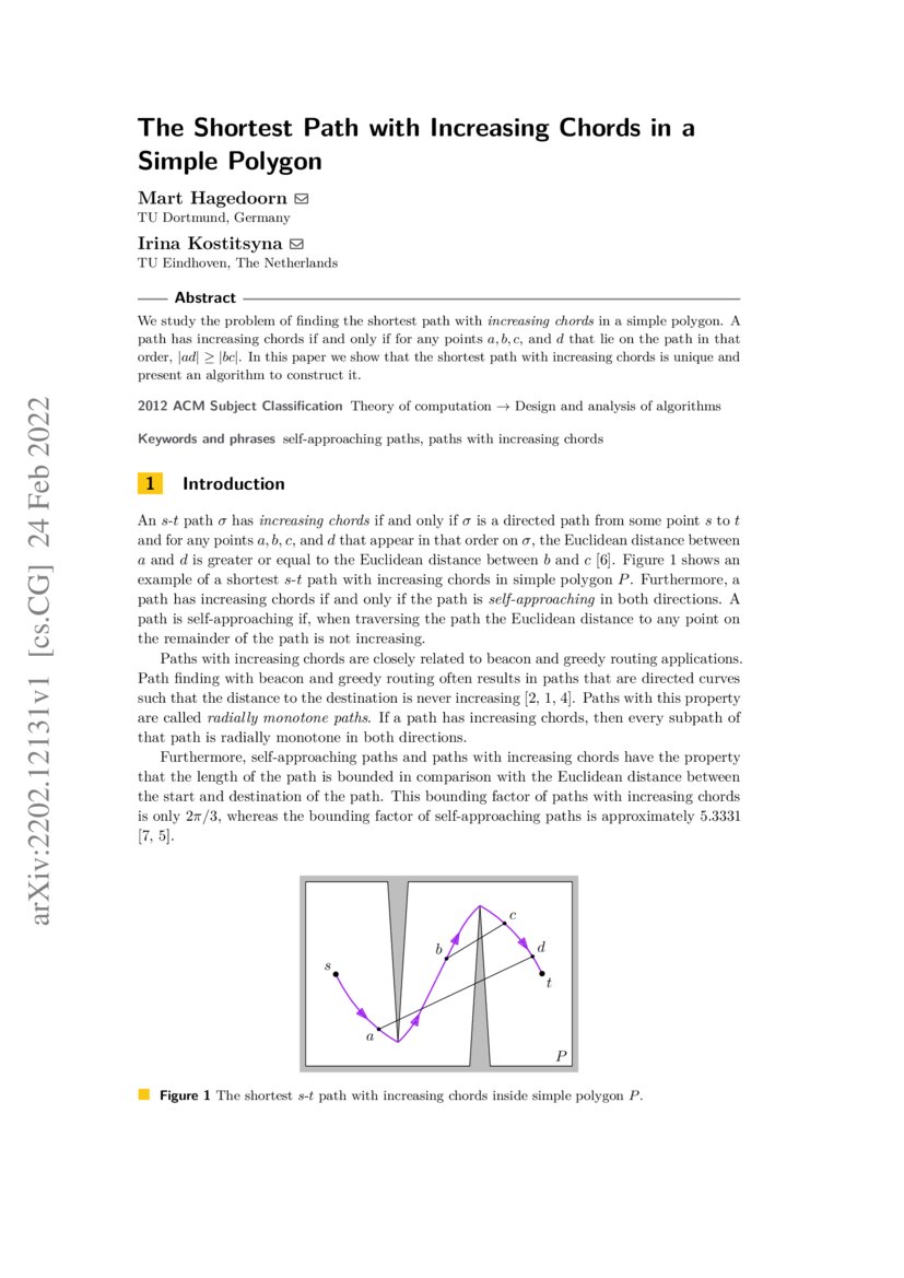 The Shortest Path with Increasing Chords in a Simple Polygon | DeepAI