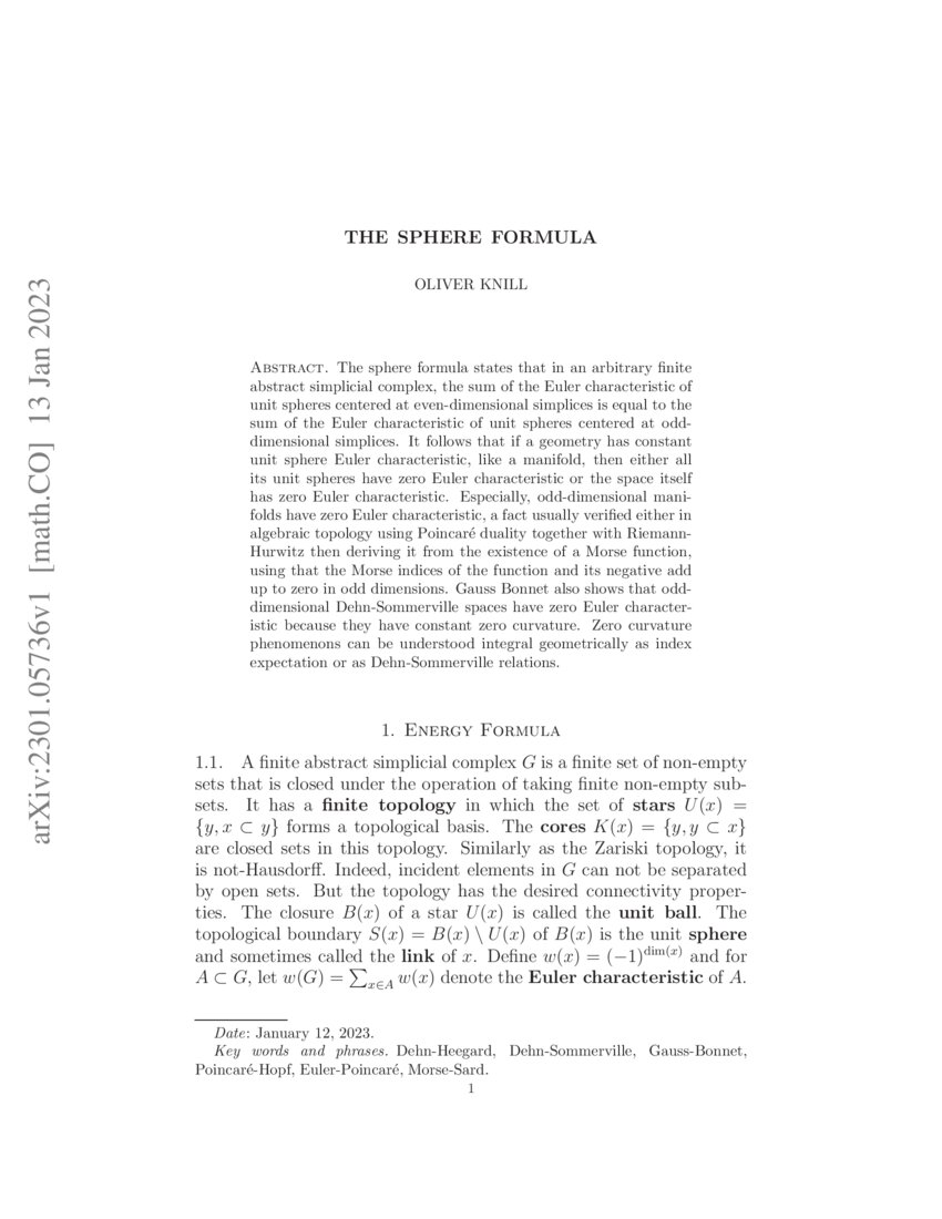 The Sphere Formula | DeepAI