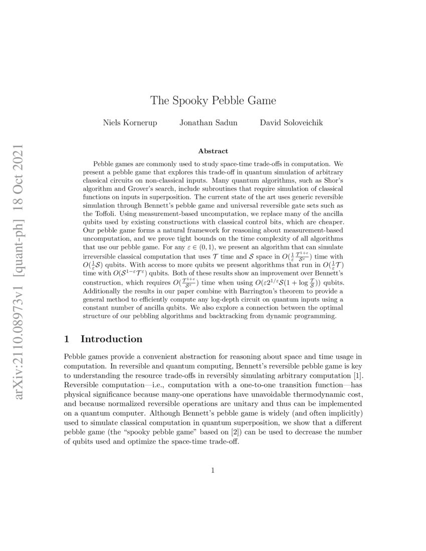 The Spooky Pebble Game | DeepAI