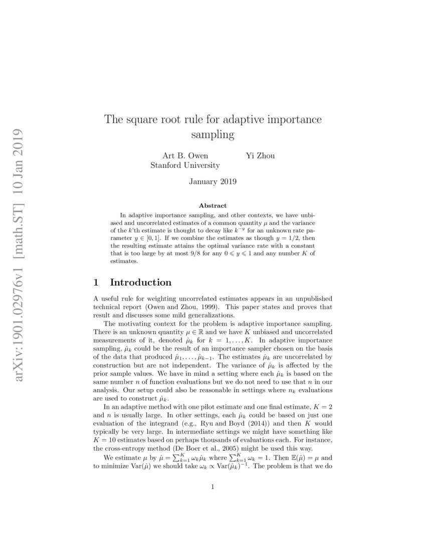 The Square Root Rule For Adaptive Importance Sampling DeepAI the-square-root-rule-for-adaptive-importance-sampling-deepai
