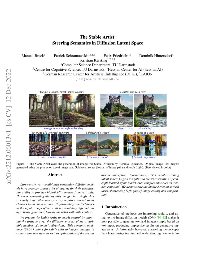 The Stable Artist: Steering Semantics in Diffusion Latent Space | DeepAI