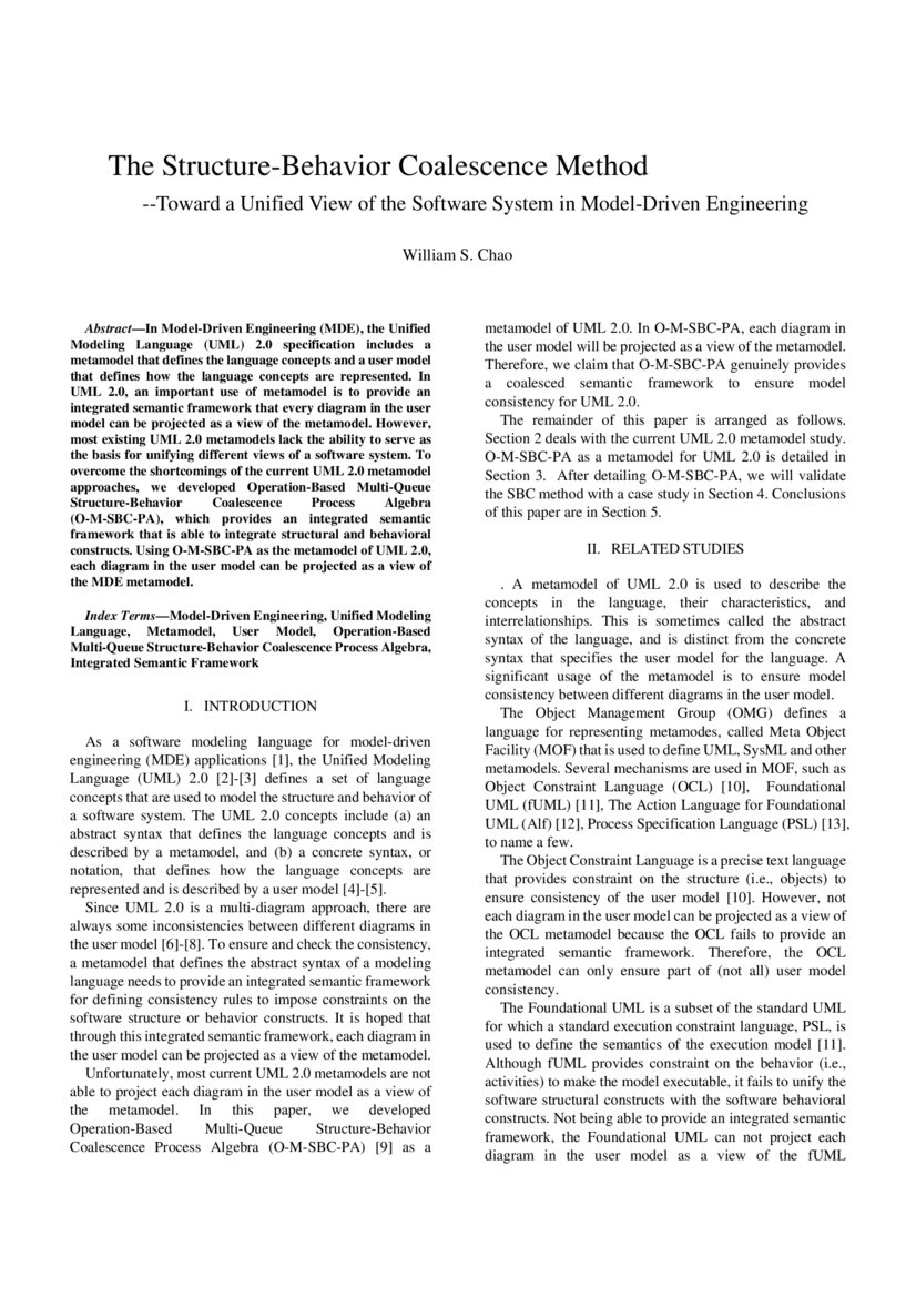 The Structure-Behavior Coalescence Method –Toward a Unified View of the Software System in Model ...