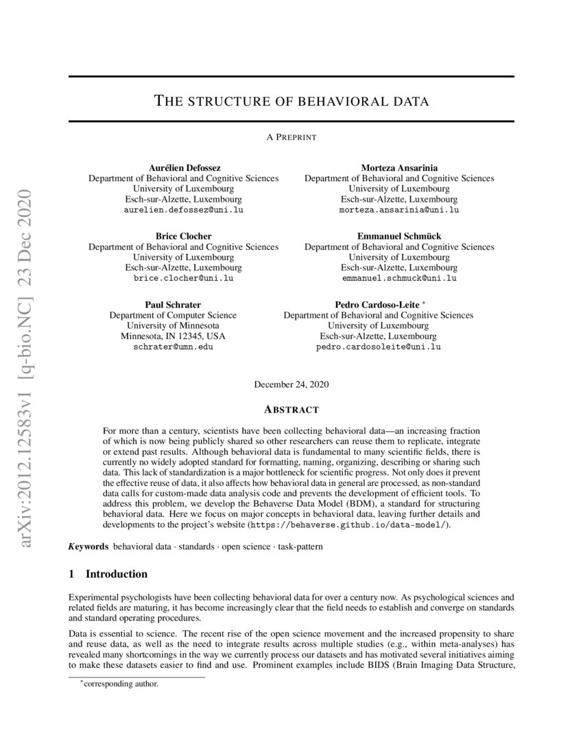The structure of behavioral data | DeepAI