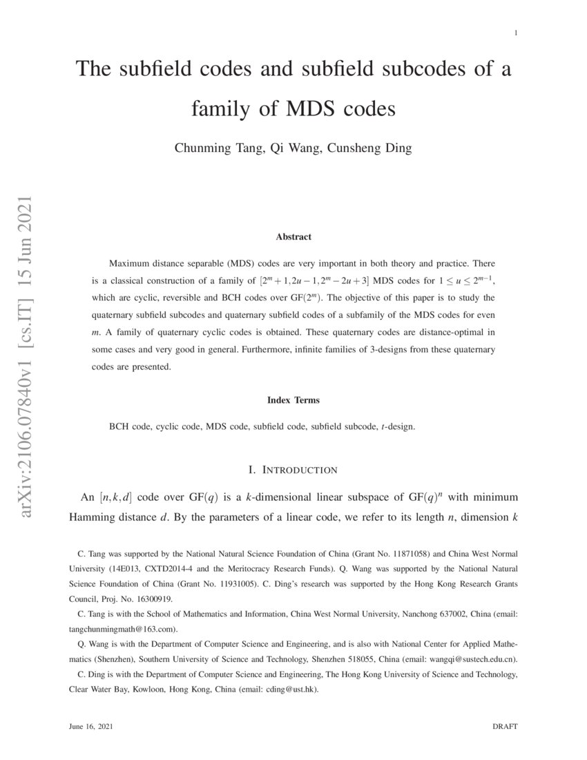 The subfield codes and subfield subcodes of a family of MDS codes | DeepAI