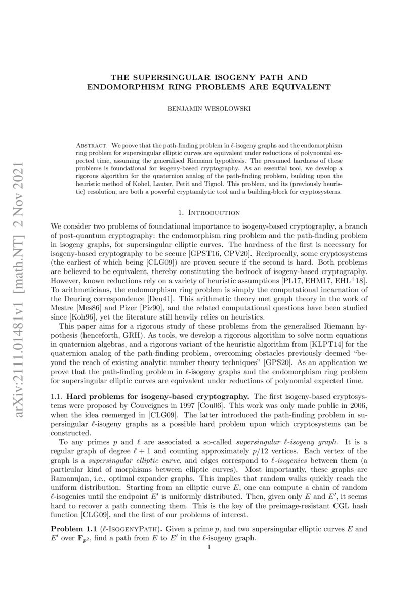 The supersingular isogeny path and endomorphism ring problems are ...