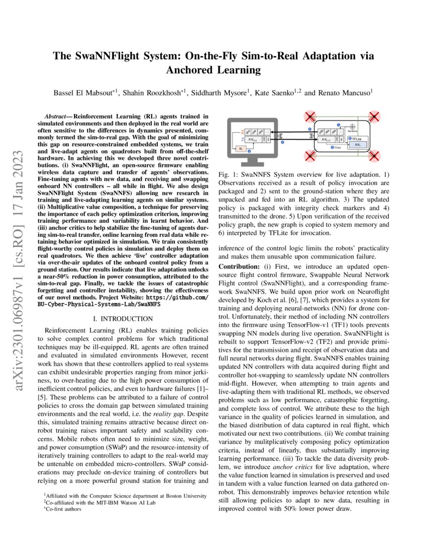 The SwaNNFlight System: On-the-Fly Sim-to-Real Adaptation via Anchored Learning | DeepAI