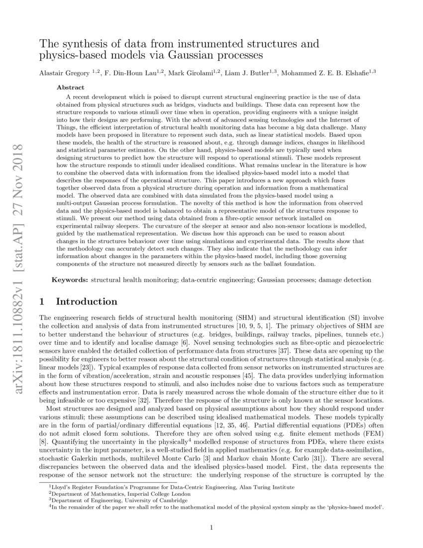 The synthesis of data from instrumented structures and physics-based ...
