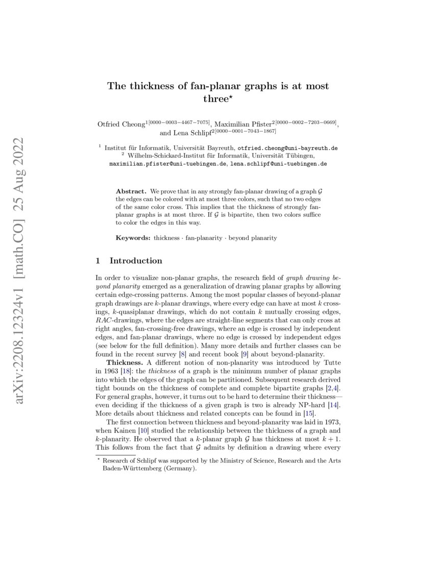 The thickness of fan-planar graphs is at most three | DeepAI
