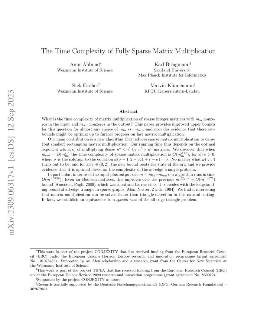 The Time Complexity Of Fully Sparse Matrix Multiplication Deepai 