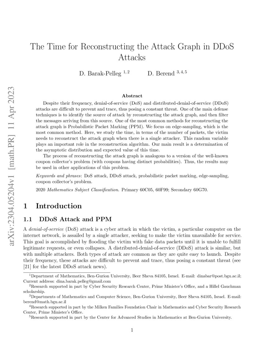 The Time for Reconstructing the Attack Graph in DDoS Attacks | DeepAI