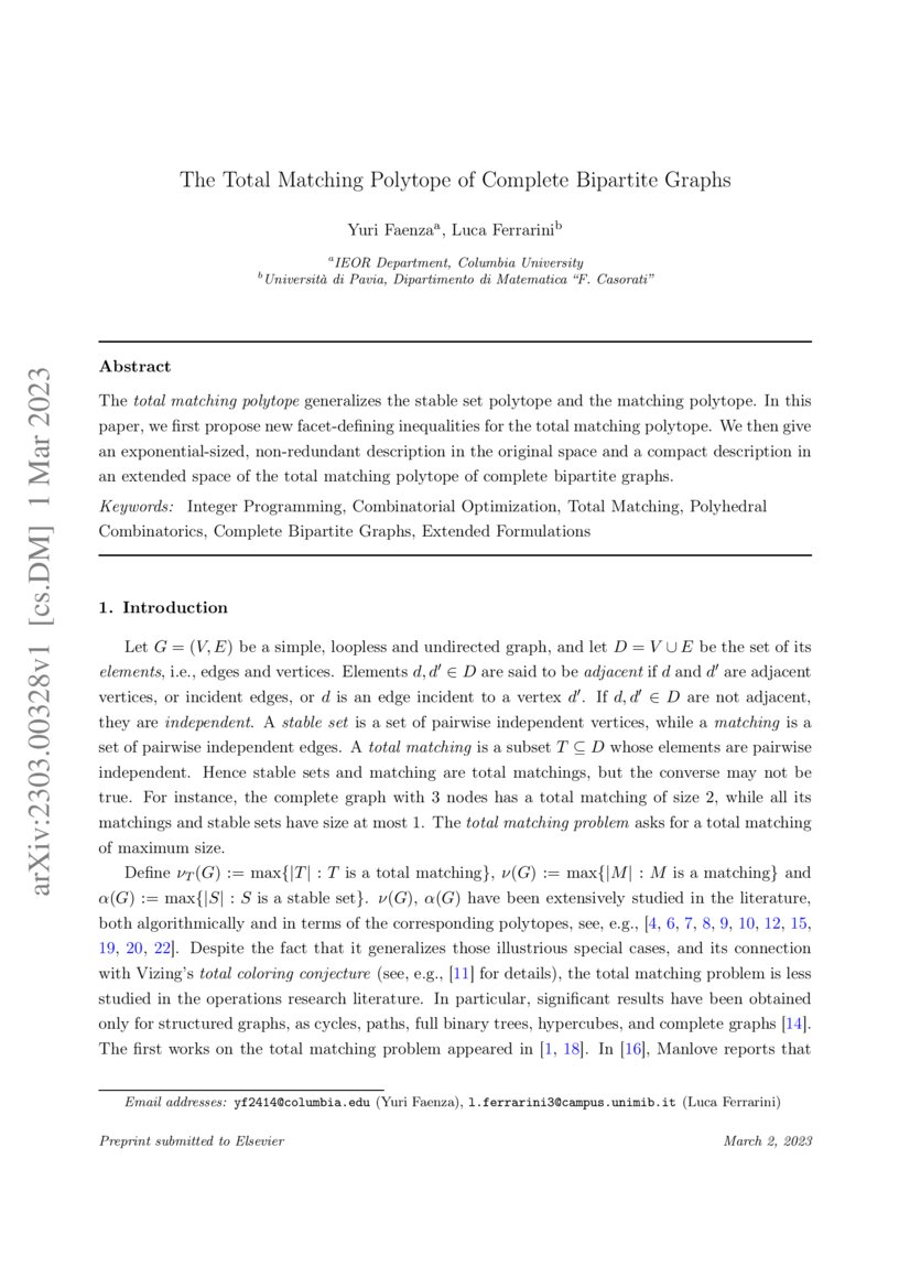 The Total Matching Polytope Of Complete Bipartite Graphs Deepai