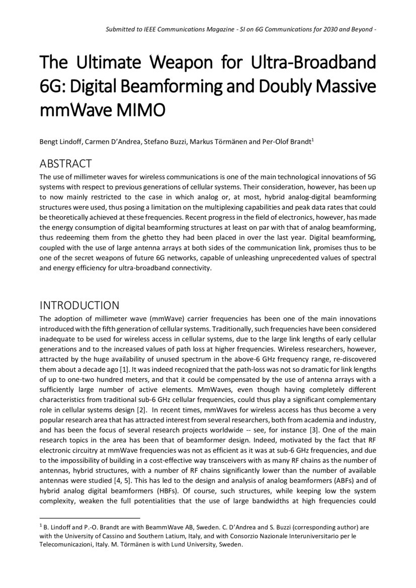 The Ultimate Weapon for Ultra-Broadband 6G: Digital Beamforming and ...